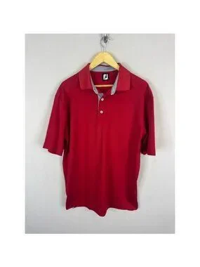 FootJoy | Shirts | Footjoy Mens Red Gingham Trim Performance Golf Polo ...